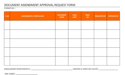 Document Amendment Approval Request Form
