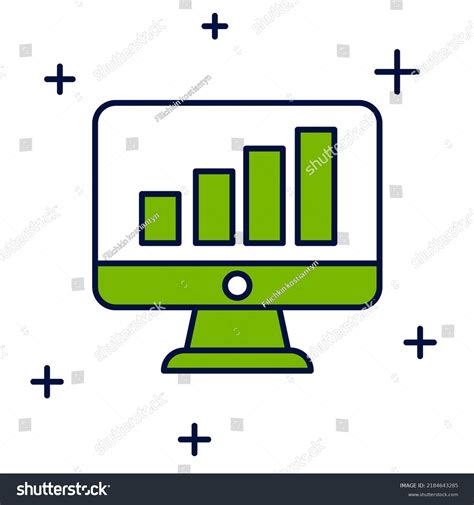Filled Outline Computer Monitor Graph Chart Stock Vector Royalty Free 2184643285 Shutterstock