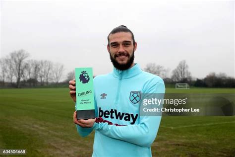 19 Andy Carroll Receives The Premier League Goal Of The Month Award Photos And High Res Pictures
