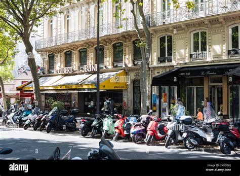 Paris France August 27 2022 Cafes In Place Saint Michel In The 6th
