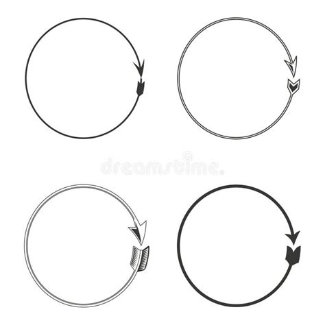 Circular Arrow Icons Loop Cycle Symbol Black And White Shapes Stock Vector Illustration Of