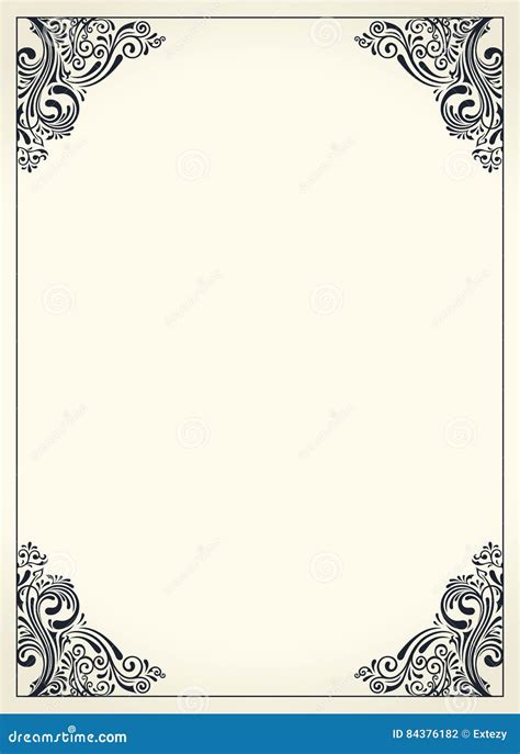 Calligraphic Border Frame Design Template For Wedding Greeting Card Invitation Menu Stock