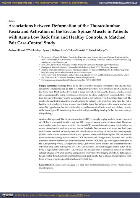 Pdf Associations Between Deformation Of The Thoracolumbar Fascia And