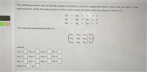 Solved The Following System Has An Infinite Number Of