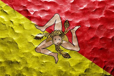 Sicily Flag On A Grunge Background Premium Ai Generated Image