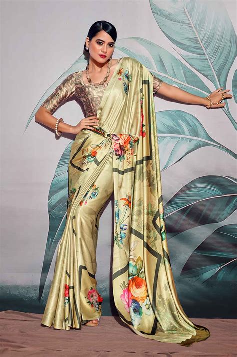 Satin Silk Digital Print Saree For Girls And Women Design No2