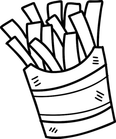 손으로 그린 감자 튀김 그림 프리미엄 벡터