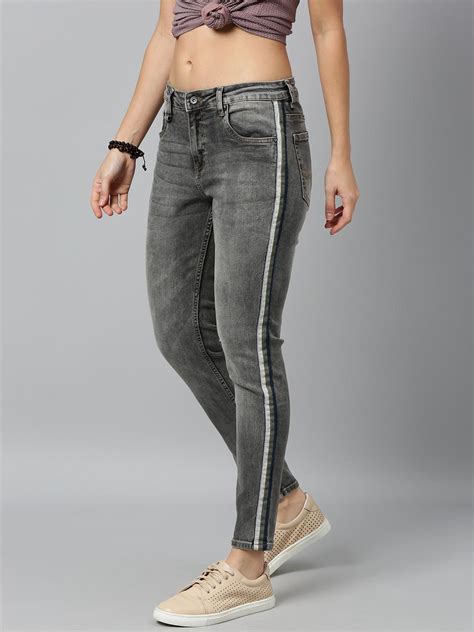 Buy The Roadster Lifestyle Co Women Grey Skinny Fit Mid Rise Clean Look