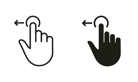 Double Click Gesture Hand Cursor Of Computer Mouse Line And Silhouette Black Icon Set Pointer