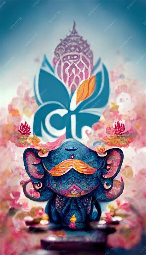 Premium Ai Image Brightly Colored Elephant With A Mustache And A