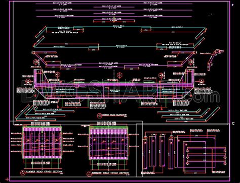 148 Cad Drawing Of Bridge Hammer Head Cross Section Details For Download Free Cad Blocks