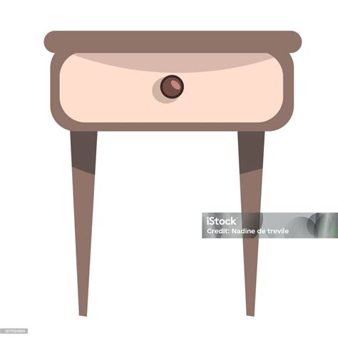 흰색 배경에 고립 된 높은 다리에 하나의 우아한 클래식 나이트 스탠드 플랫 스타일 일러스트레이션 벡터 손으로 그린 빈티지 가구