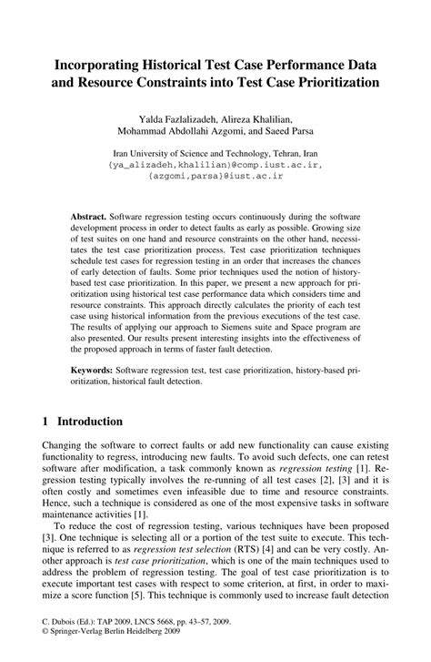 Pdf Incorporating Historical Test Case Performance Data And Resource Constraints Into Test