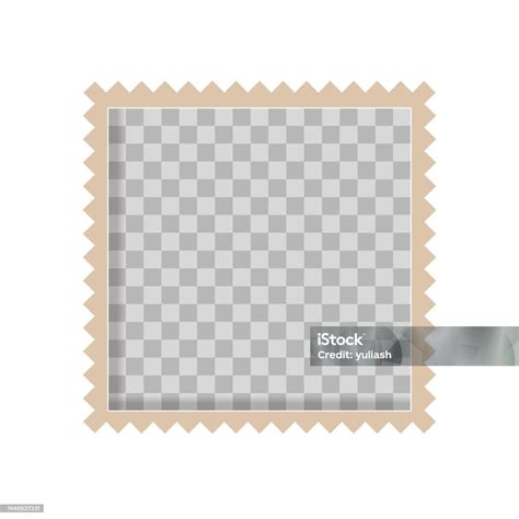 지그재그 가장자리가 있는 정사각형 사진 프레임입니다 패브릭 샘플 또는 그림자가 있는 섬유 견본 투명한 벡터 빈 템플릿입니다