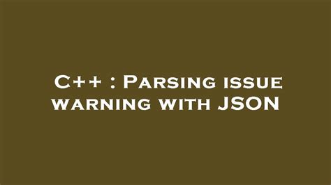 C Parsing Issue Warning With Json Youtube