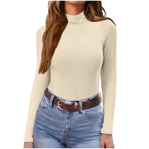 Blvb Mock Turtlenecks Tops For Women Long Sleeve Ribbed Shirts Thermal