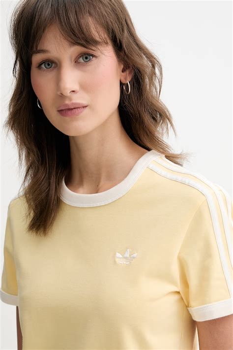 Adidas Originals тениска дамска памучна с еластан жълта Kd3682 Answearbg