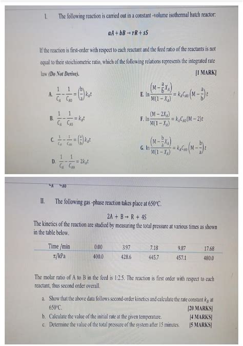 Solved The Following Reaction Is Carried Out In A Constant Chegg