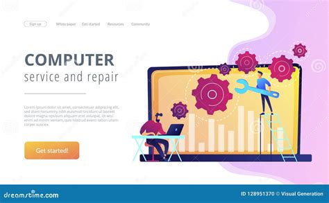 Computer Troubleshooting Concept Landing Page Stock Vector