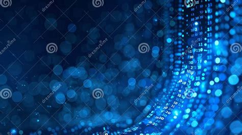 Abstract Blue Background Stream Of Binary Code Data Flow Big Data