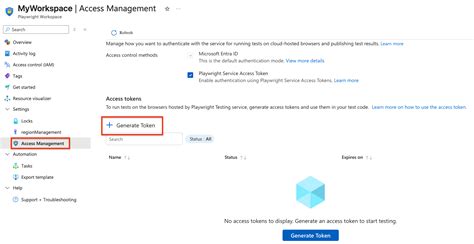 Manage Workspace Access Tokens Playwright Workspaces Microsoft Learn