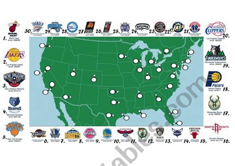 Nba Map Quiz Esl Worksheet By Bout5
