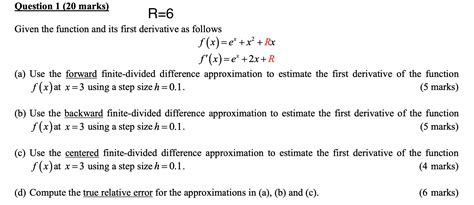 Solved Question 1 20 ﻿marks R 6given The Function And Its