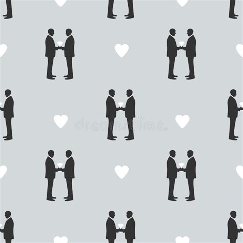 Seamless Pattern With Silhouettes Of The Grooms And Hearts Same Stock Vector Illustration Of
