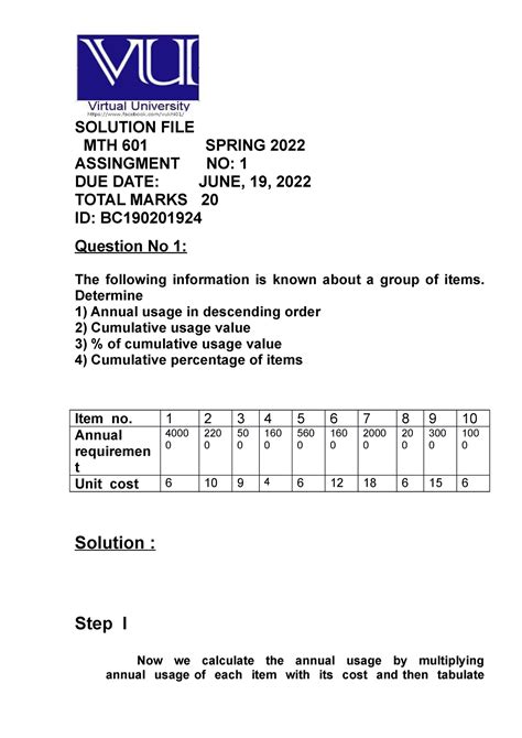 Sol Mth 601 Solution Mth 601 Question In Easy Way Mth 601 Spring