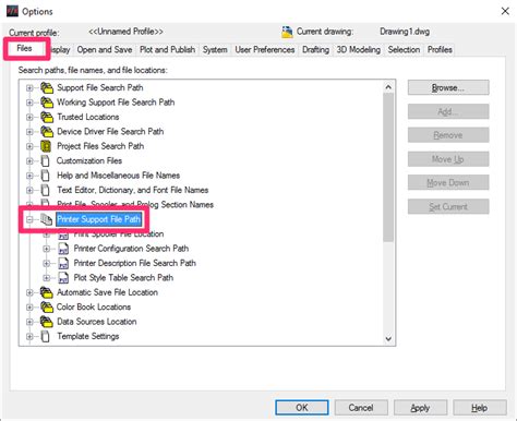 Cad Options Settings