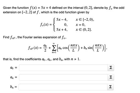 solved given the function f x 5x 4 defined on the interval