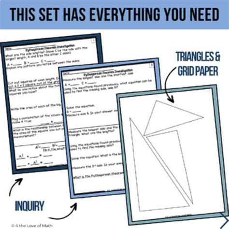 Pythagorean Theorem Hands On Investigation Activity By 4 The Love Of Math