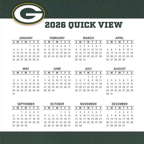Green Bay Packers Schedule 2026 Printable Free Schedule Printable 2026