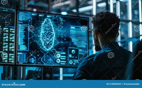 Cybersecurity Professional Monitoring Digital Threats At Night Stock Image Image Of Analyst