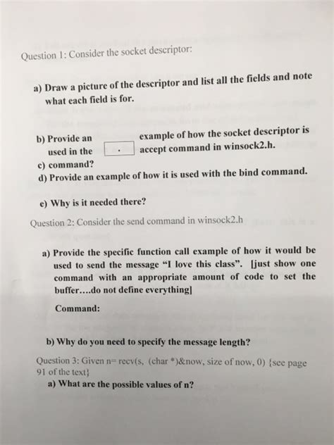 Solved Consider The Socket Descriptor A Draw A Picture Of