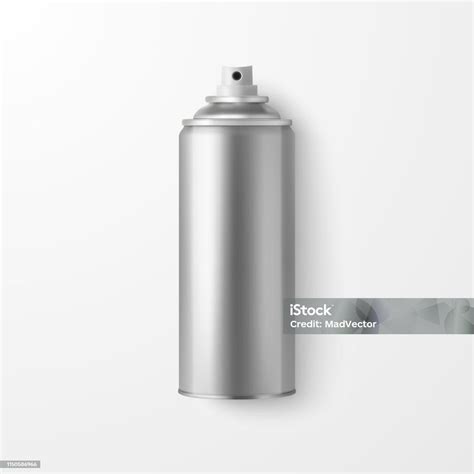 벡터 3d 현실적인 은색 빈 스프레이 수 병 근접 촬영 흰색 배경에 고립 모의 업 패키지 광고 헤어 스프레이 탈취를 위한