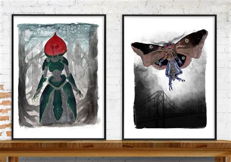 Mothman And The Flatwoods Monster Art Print Set West Virginia Folk Art Available Fine Art