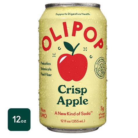 Olipop Prebiotic Soda Crisp Apple 12 Fl Oz Refrigerated
