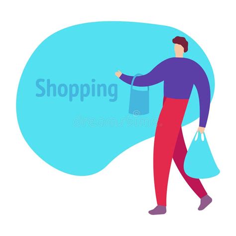 Man Is Shopping Man Holding Bags Vector Illustration Of A Flat Design