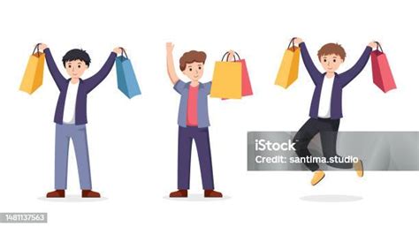쇼핑하는 사람들 쇼핑백 벡터 일러스트 레이 션을 가진 사람들 가방에 대한 스톡 벡터 아트 및 기타 이미지 가방 걷기 고객 Istock