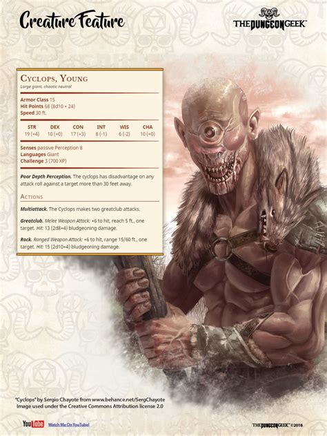 Dandd Creature Feature Young Cyclops Dungeons And Dragons Homebrew