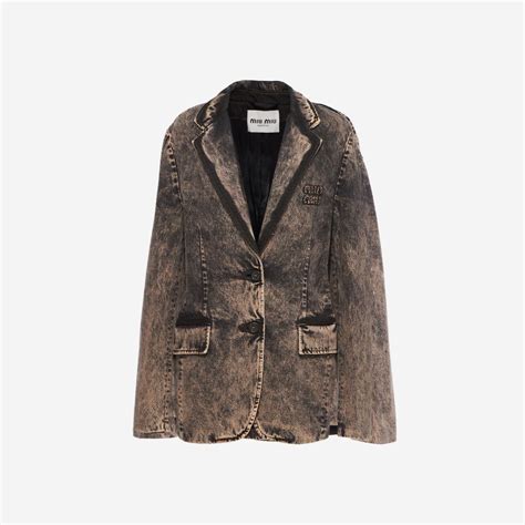 W 미우 미우 마블 데님 자켓 블랙 Miu Miu Kream