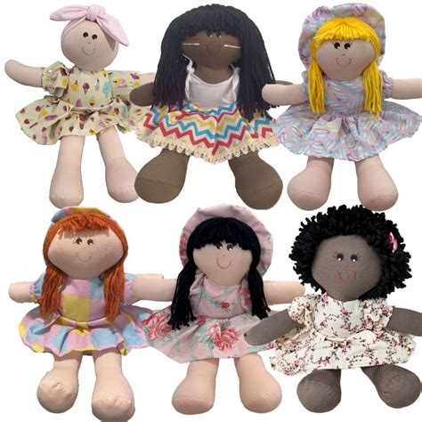 Boneca De Pano Menina 30cm Negra Ou Castanha Shopee Brasil