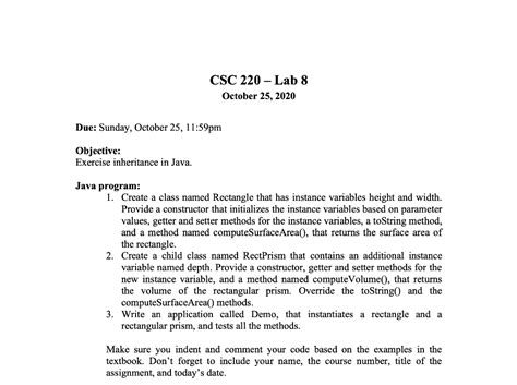 Solved CSC Lab October Due Sunday October Chegg Com