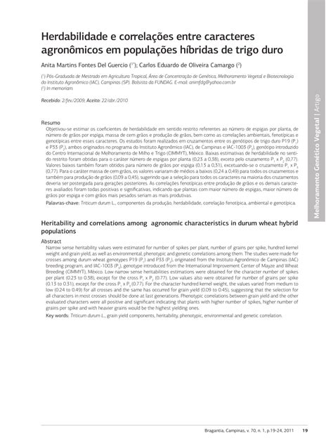 Pdf Heritability And Correlations Among Agronomic Characteristics In Durum Wheat Hybrid
