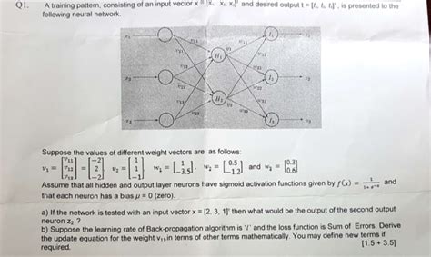 solved q1 a training pattern consisting of an input vector