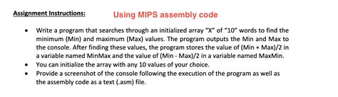 Solved Assignment Instructions Using MIPS Assembly Code Chegg