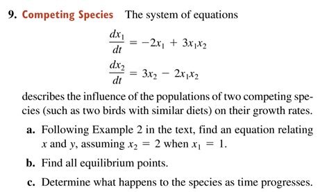 Solved 9 Competing Species The System Of Equations Dt Dt Chegg Com