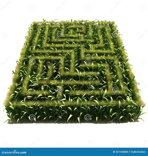 A Lush Green Grass Maze With Intertwining Pathways Stock Illustration