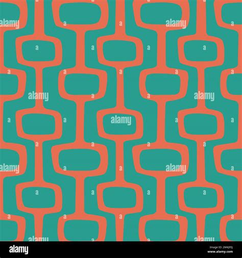 Mid Century Modern Atomic Age Background In Teal And Orange Ideal For Wallpaper And Fabric